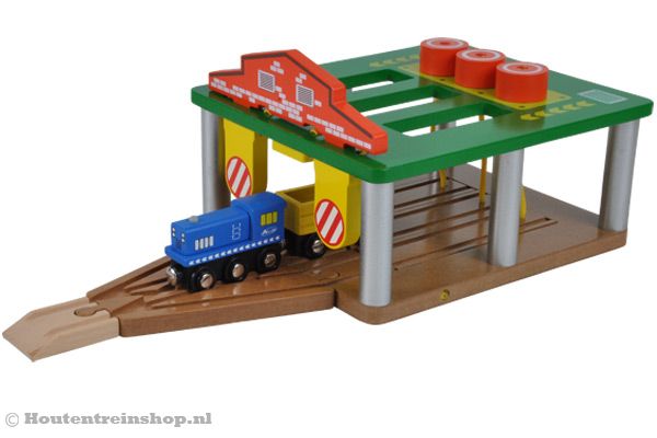Woodtoys Remise met trein | Houtentreinshop.nl