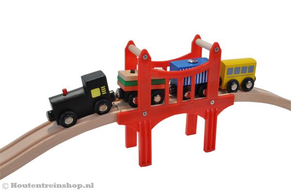 Woodtoys Treinset 70 dlg met grondplaat | Houtentreinshop.nl